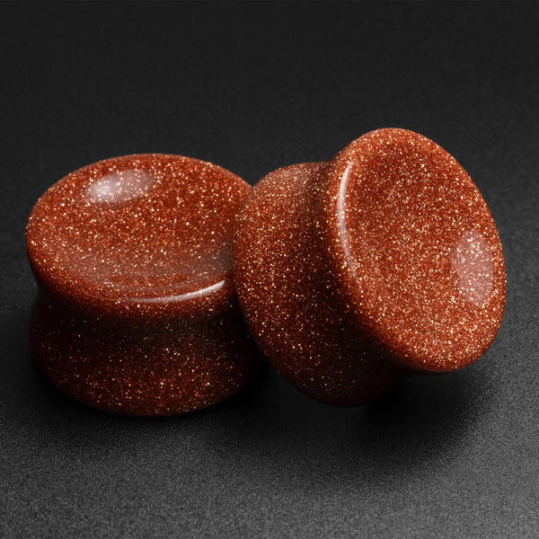 Gold Sandstone Double Flare Concave Stone Plug | Stone Plug | SIBJ ...