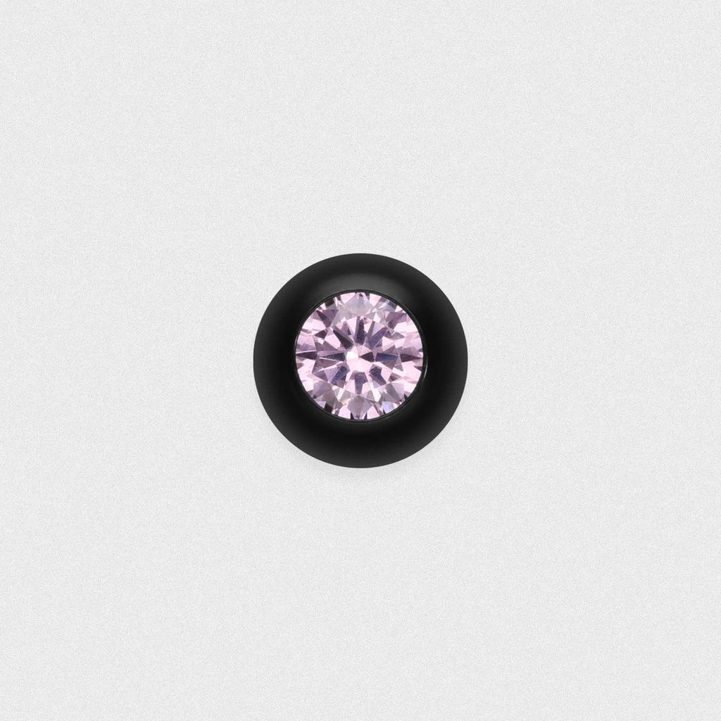 Bejewelled Pink Black PVD Titanium Threaded Top | Threaded | SIBJ