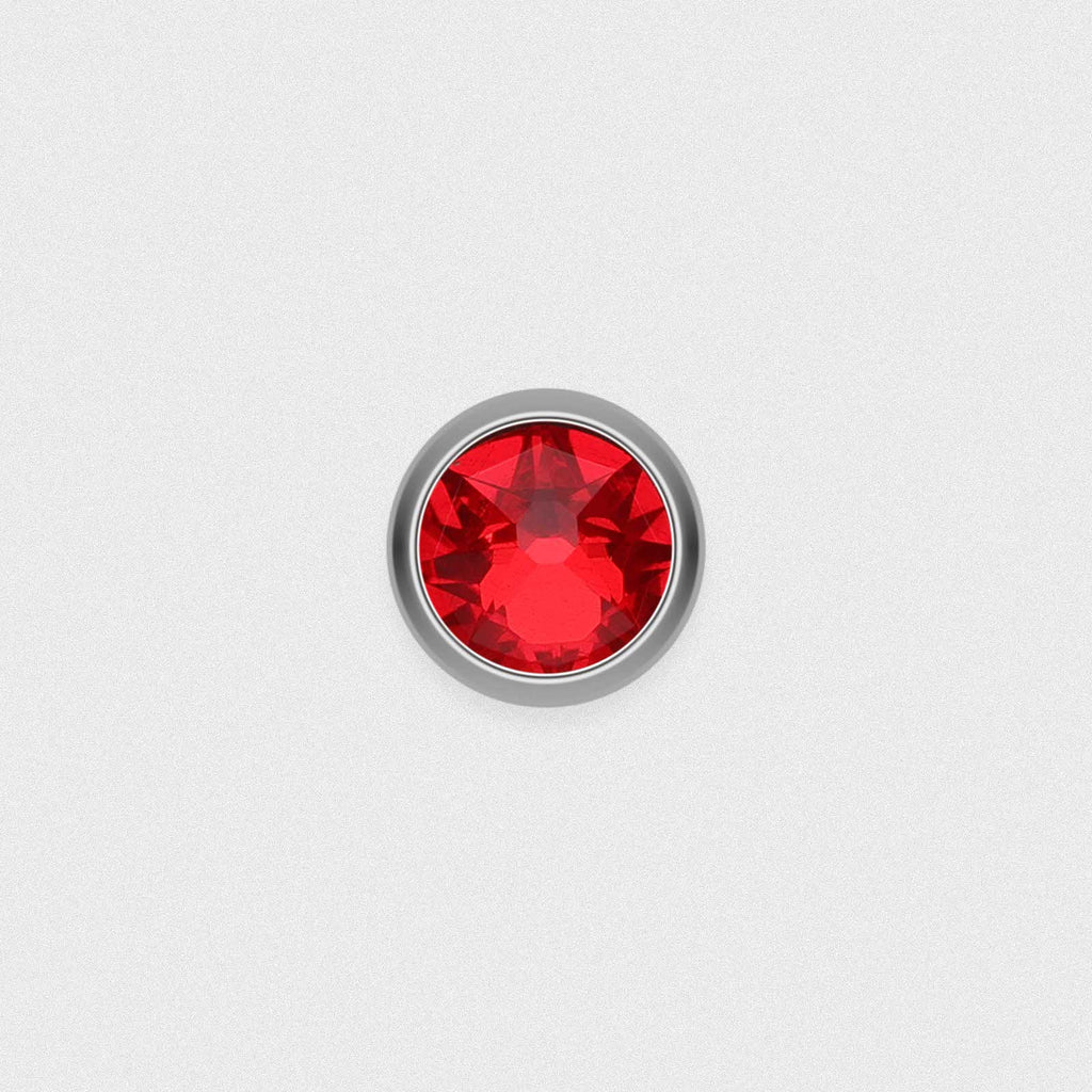 Bezel Set Red Stone Titanium Threaded Top | Threaded | SIBJ