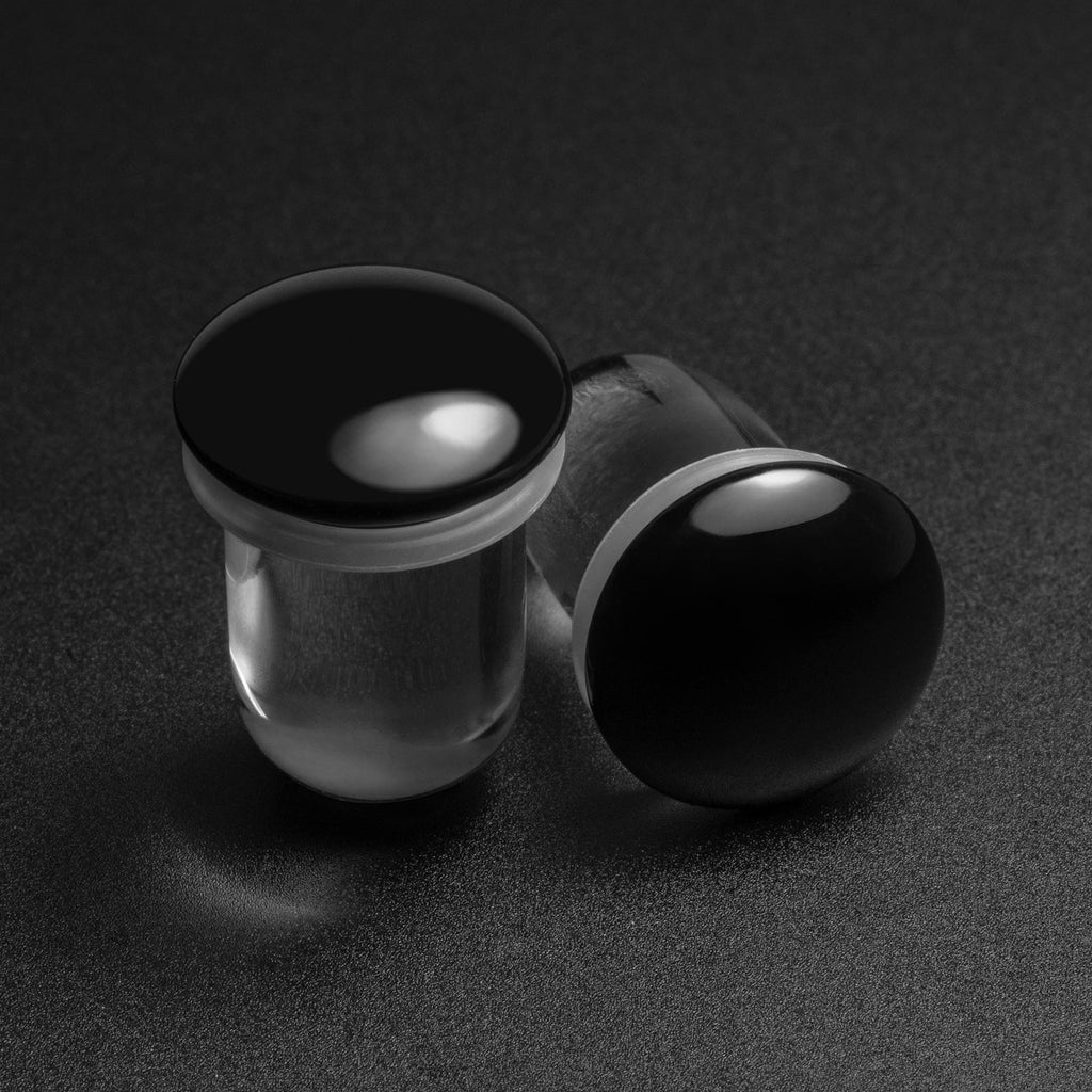 Black Glass Single Flare Dead Stretching Plug | Stretch Your Ears