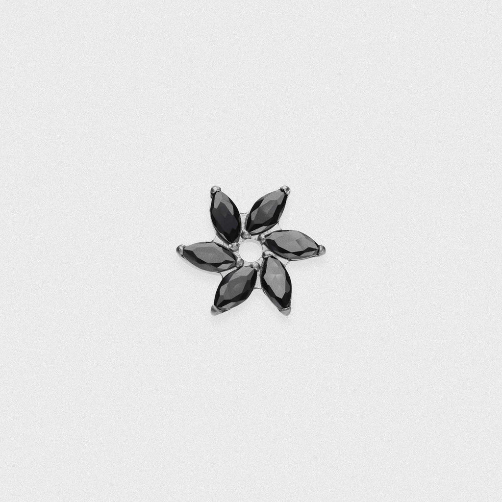 Black Offset Marquise Flower Titanium Threaded Top | Threaded | SIBJ