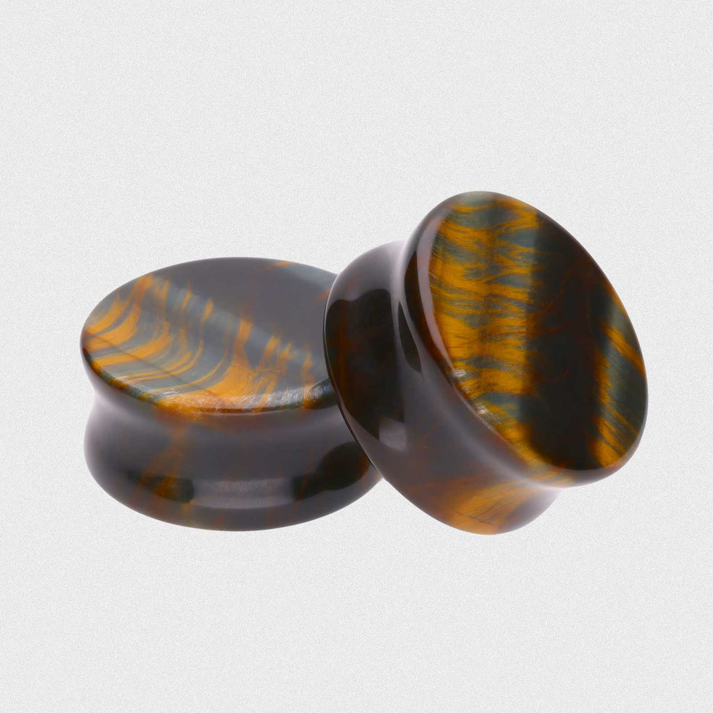 Blue Tiger's Eye Double Flare Plug | Tiger's Eye Gauge | SIBJ
