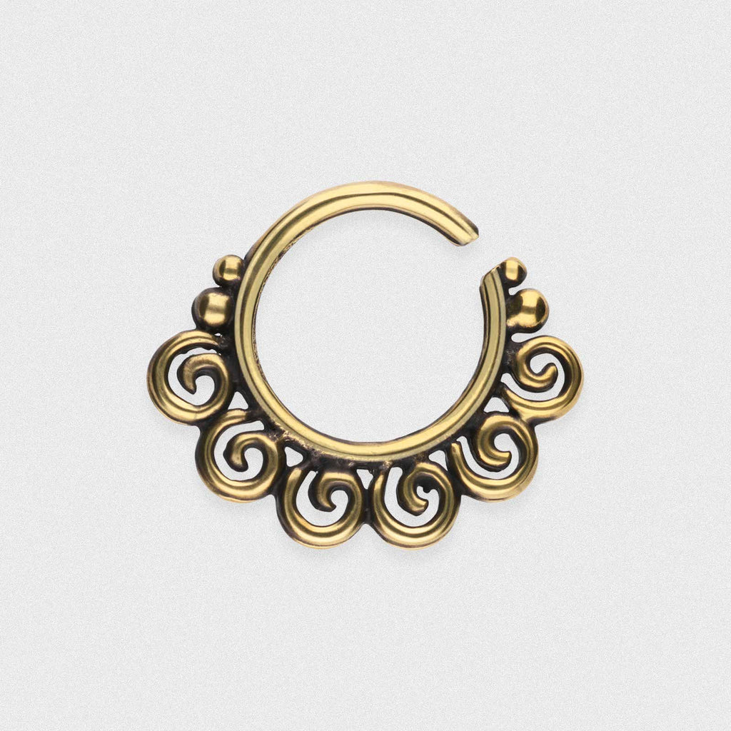 Dots & Spirals Brass Seamless Ring | Continuous Septum Ring | SIBJ