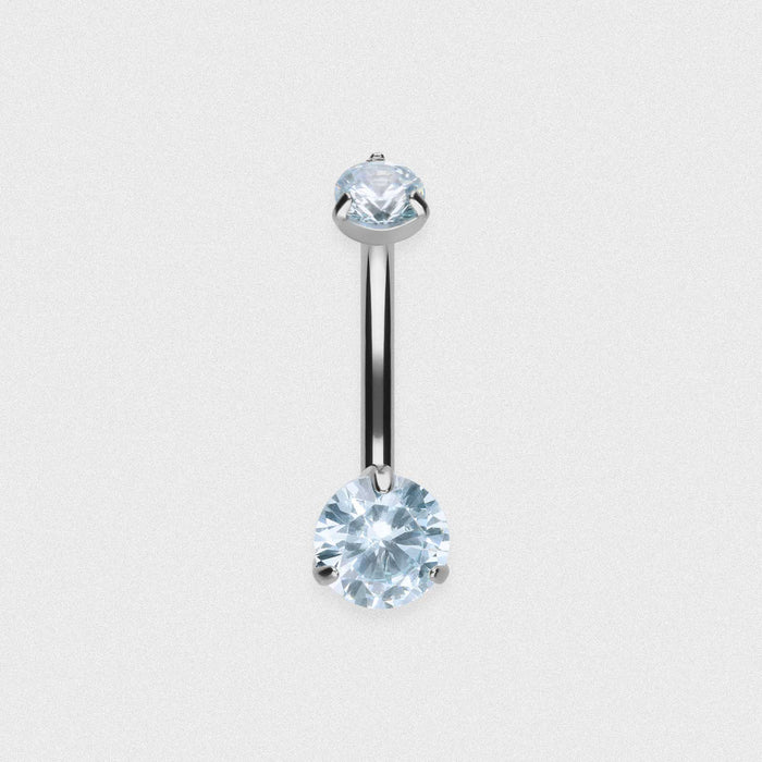 Double Aqua Jewelled Internally Threaded Titanium Belly Bar | SIBJ