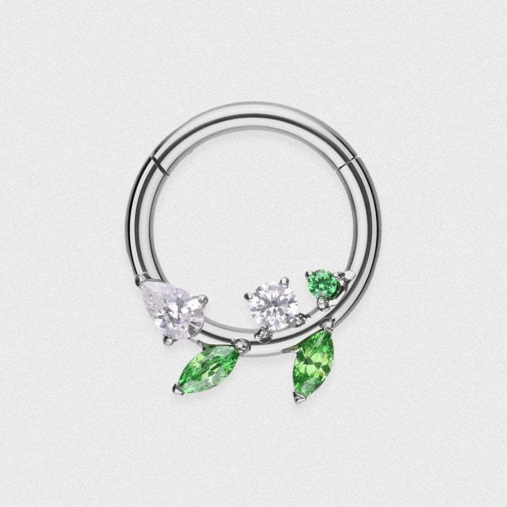 Emerald Bloom Titanium Septum Ring | Septum Rings | Stretch It