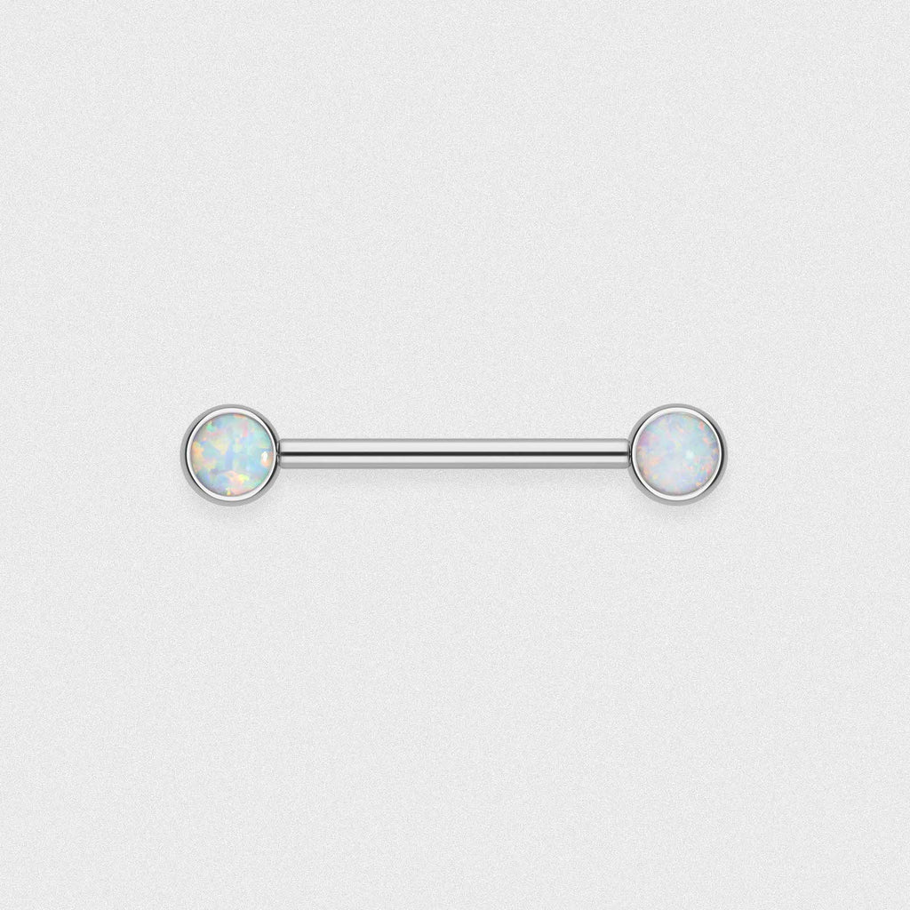 Fire & Snow Front Facing Synth Opal Titanium Threadless Barbell | SIBJ