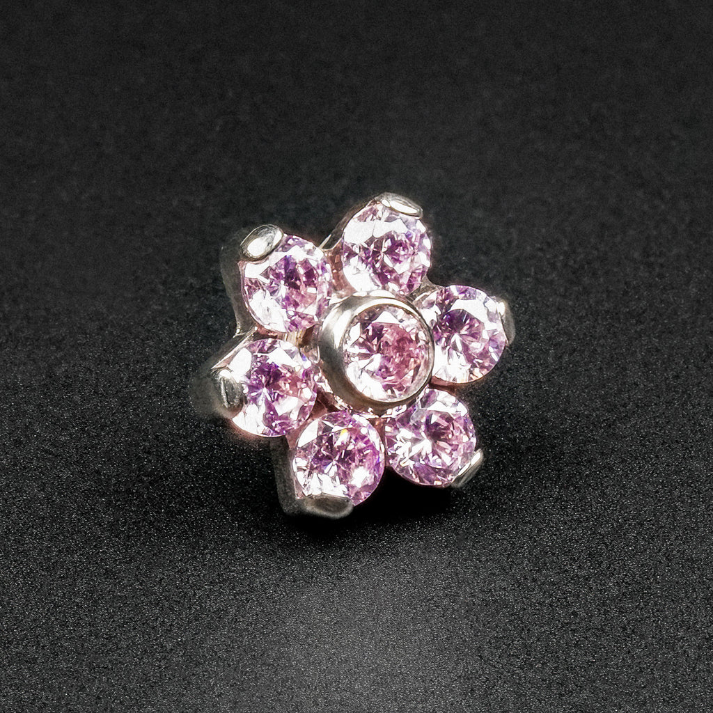 Flower Shape Pink Bejewelled Titanium Threadless Top | Threadless ...