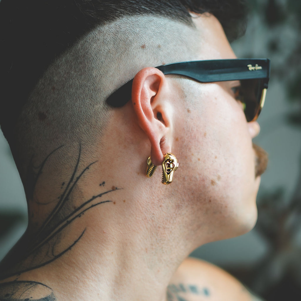 Gold PVD Dino Skull Ear Weight | Ear Hangers | For Stretched Ears ...