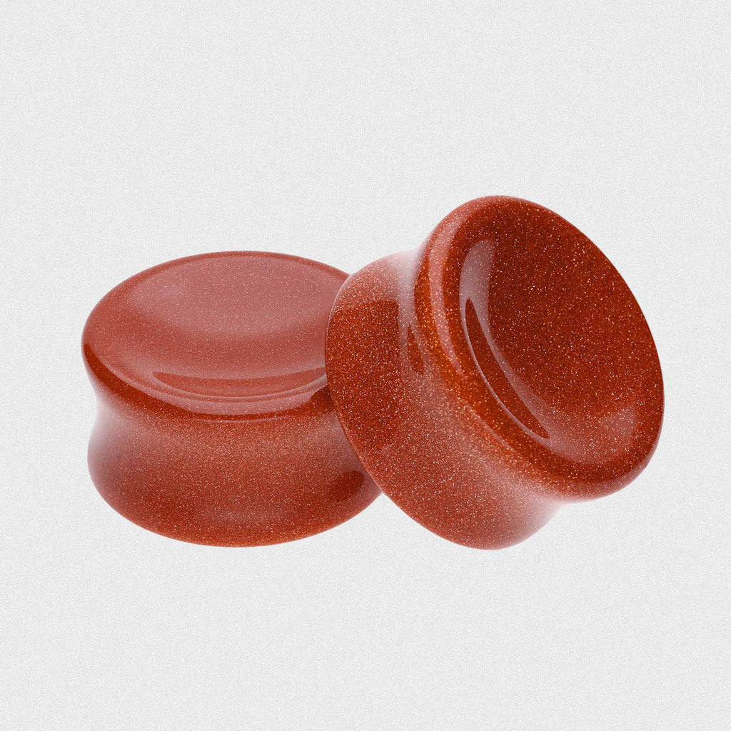 Gold Sandstone Double Flare Concave Stone Plug | Stone Plug | SIBJ