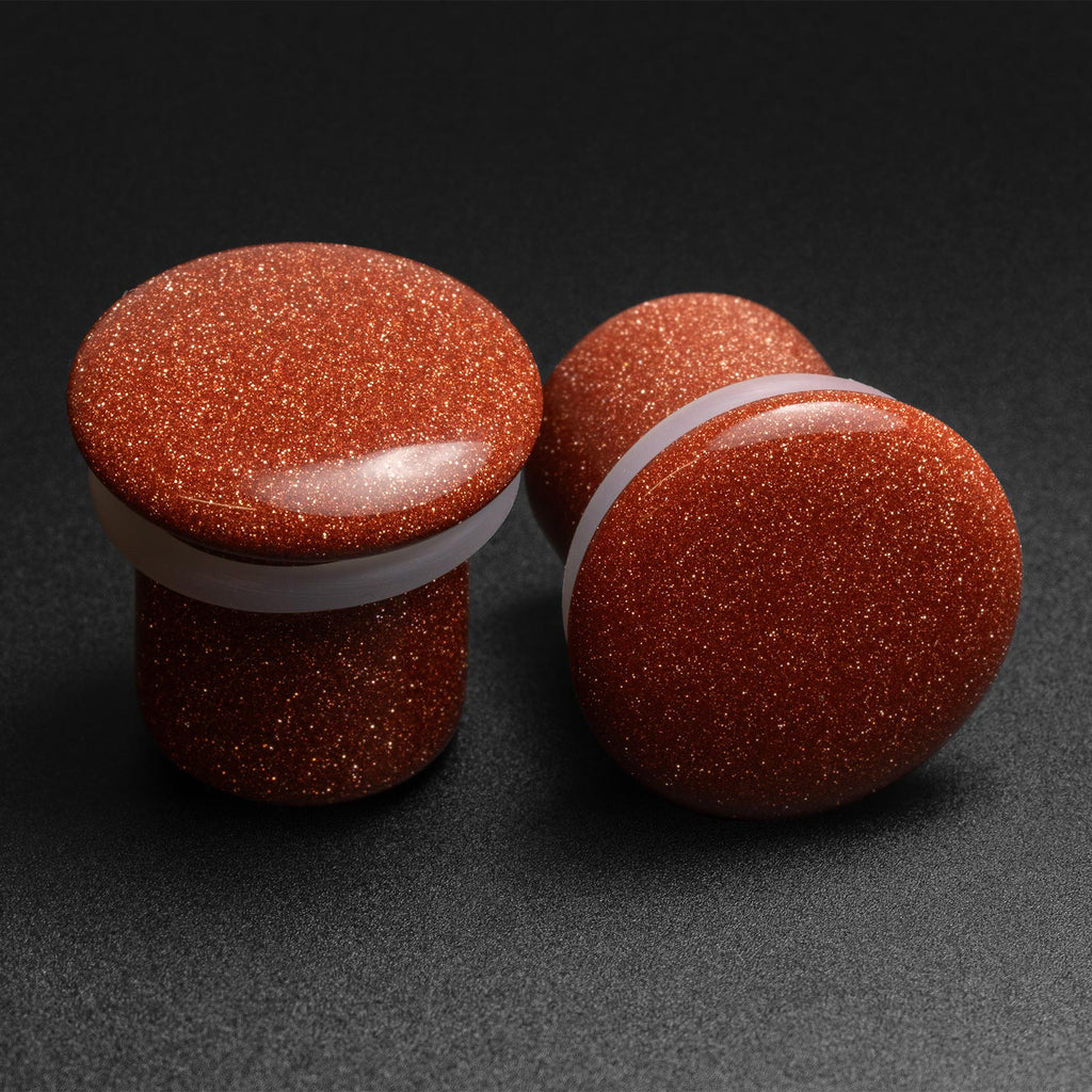 Gold Sandstone Single Flare Convex Stone Plug | Stone Gauges | SIBJ