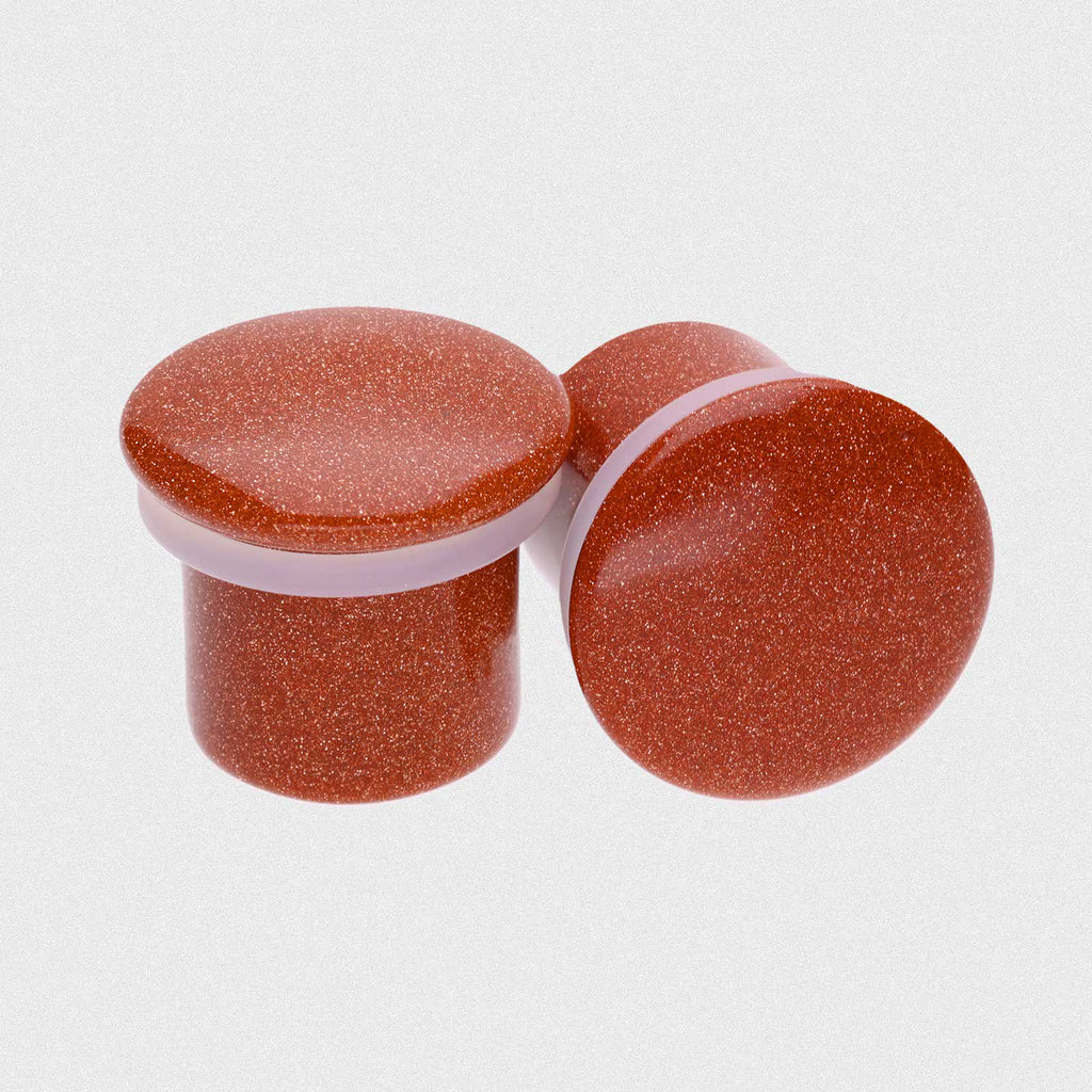 Gold Sandstone Single Flare Convex Stone Plug | Stone Gauges | SIBJ