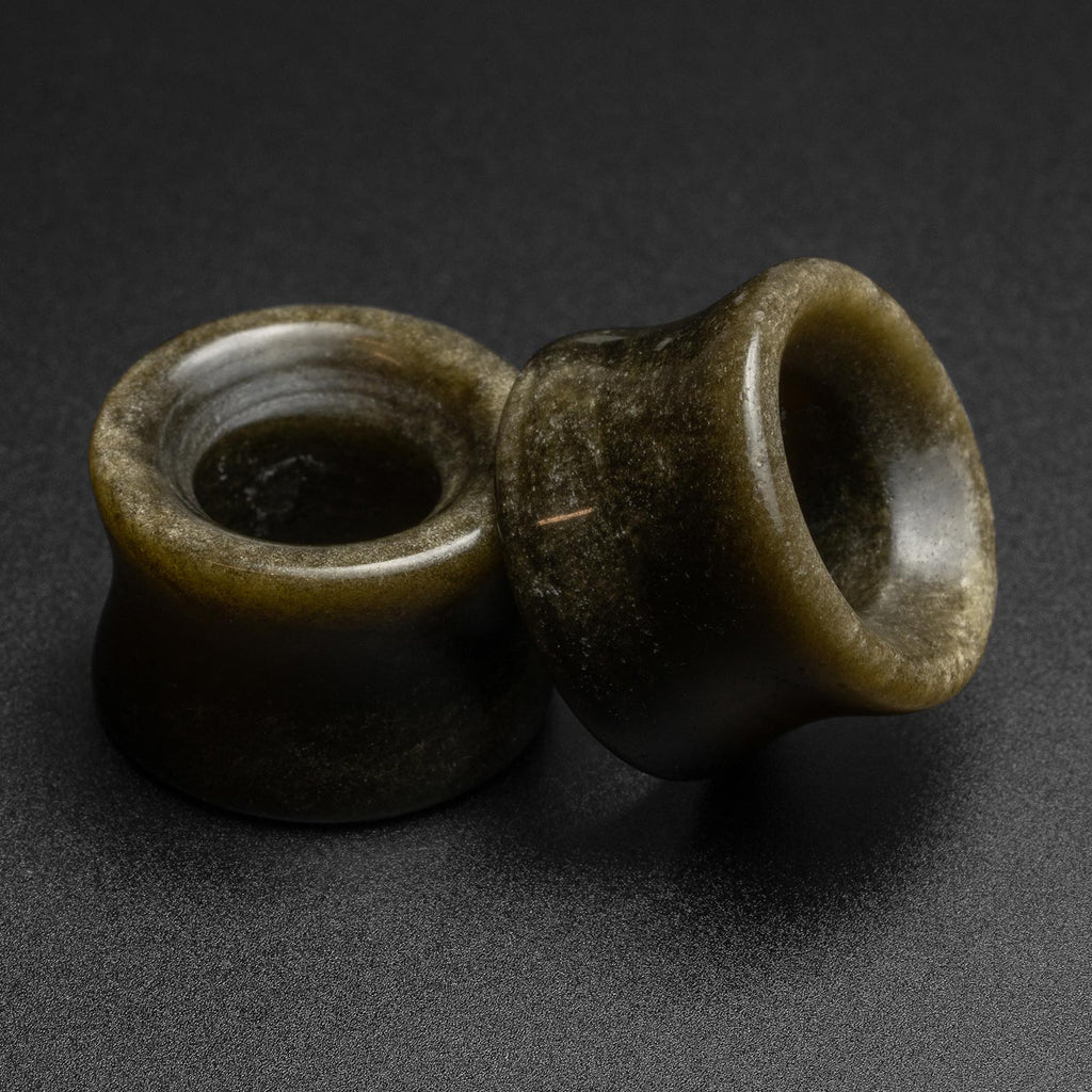 Golden Obsidian Double Flare Concave Stone Tunnel | Flesh Tunnels