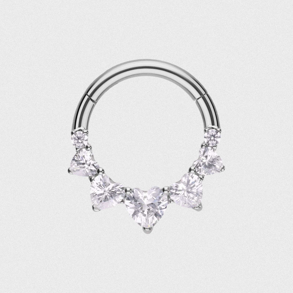 Heart Bejewelled Titanium Septum Clicker Ring | Septum Rings | SIBJ