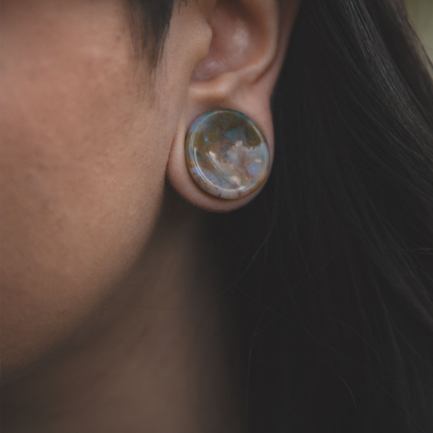 Indian Agate Double Flare Concave Stone Plug | Stretch It BJ