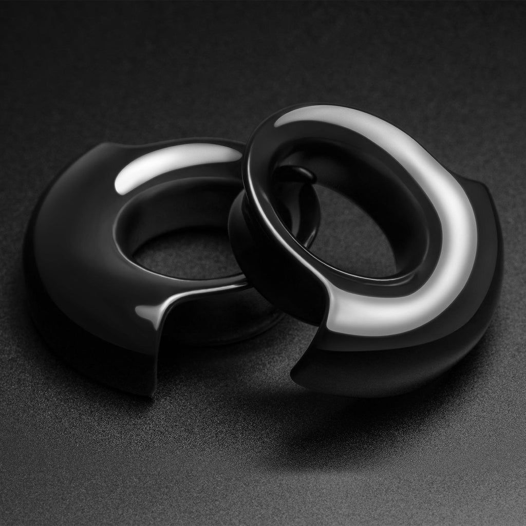 Lobe Cuff Black PVD Double Flare Ear Weight | Ear Hangers | SIBJ