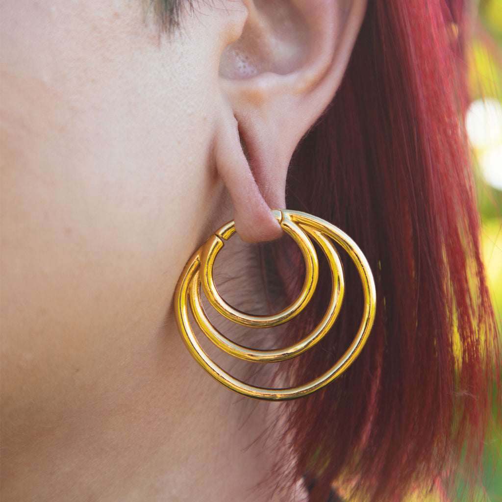 Multi Hoop Gold PVD Magnetic Ear Weight | Ear Hangers | Stretch It ...