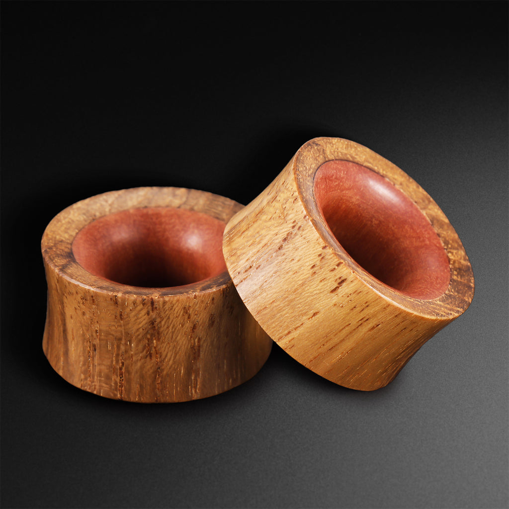 Olive Wood Double Flare Concave Tunnel with Saba Wood Inlay | SIBJ