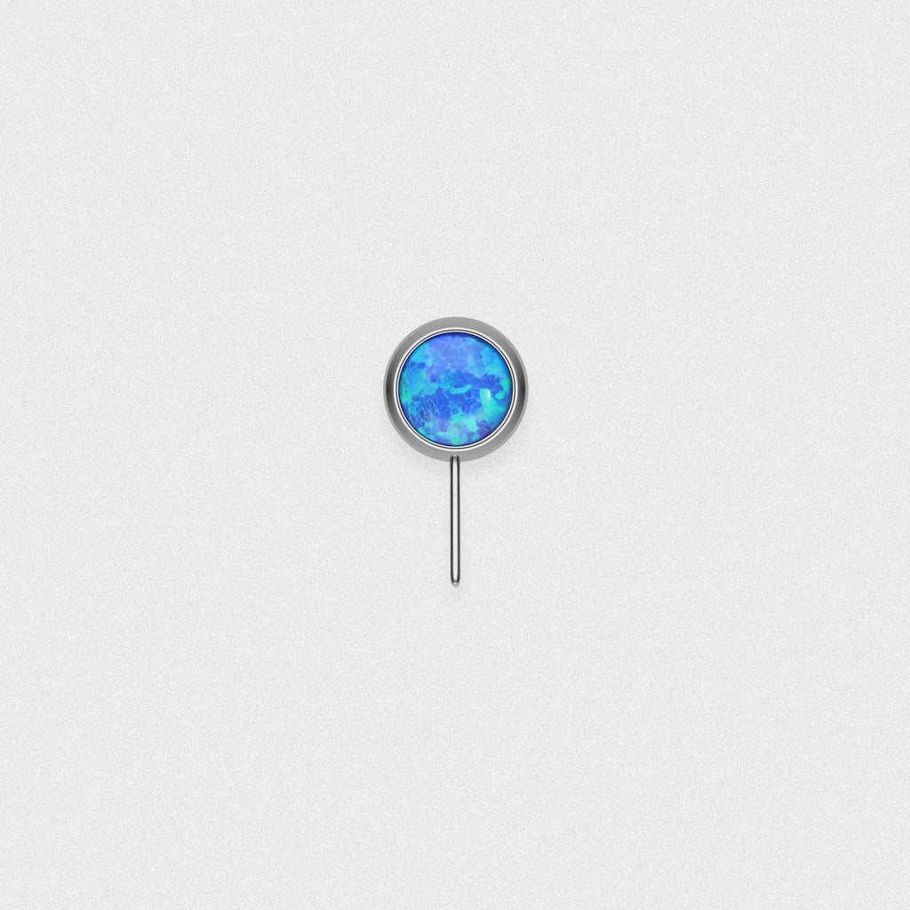 Pacific Blue Front Facing Synth Opal Titanium Threadless Top | SIBJ