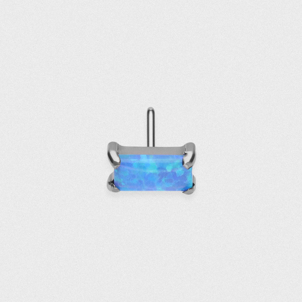 Pacific Blue Synth Opal Bar Titanium Threadless Top | Threadless