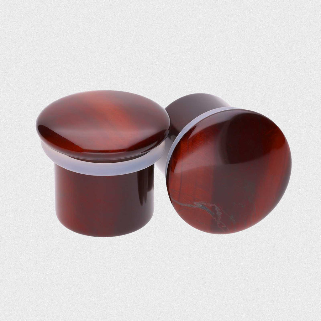 Red Tiger's Eye Single Flare Convex Stone Plug | Stone Gauges | SIBJ