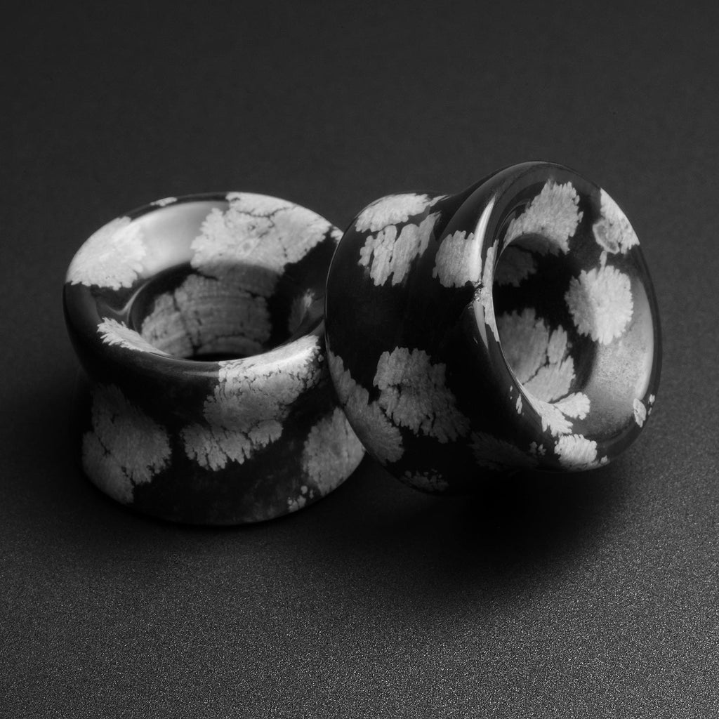 Snowflake Obsidian Double Flare Concave Stone Tunnel | Flesh Tunnels