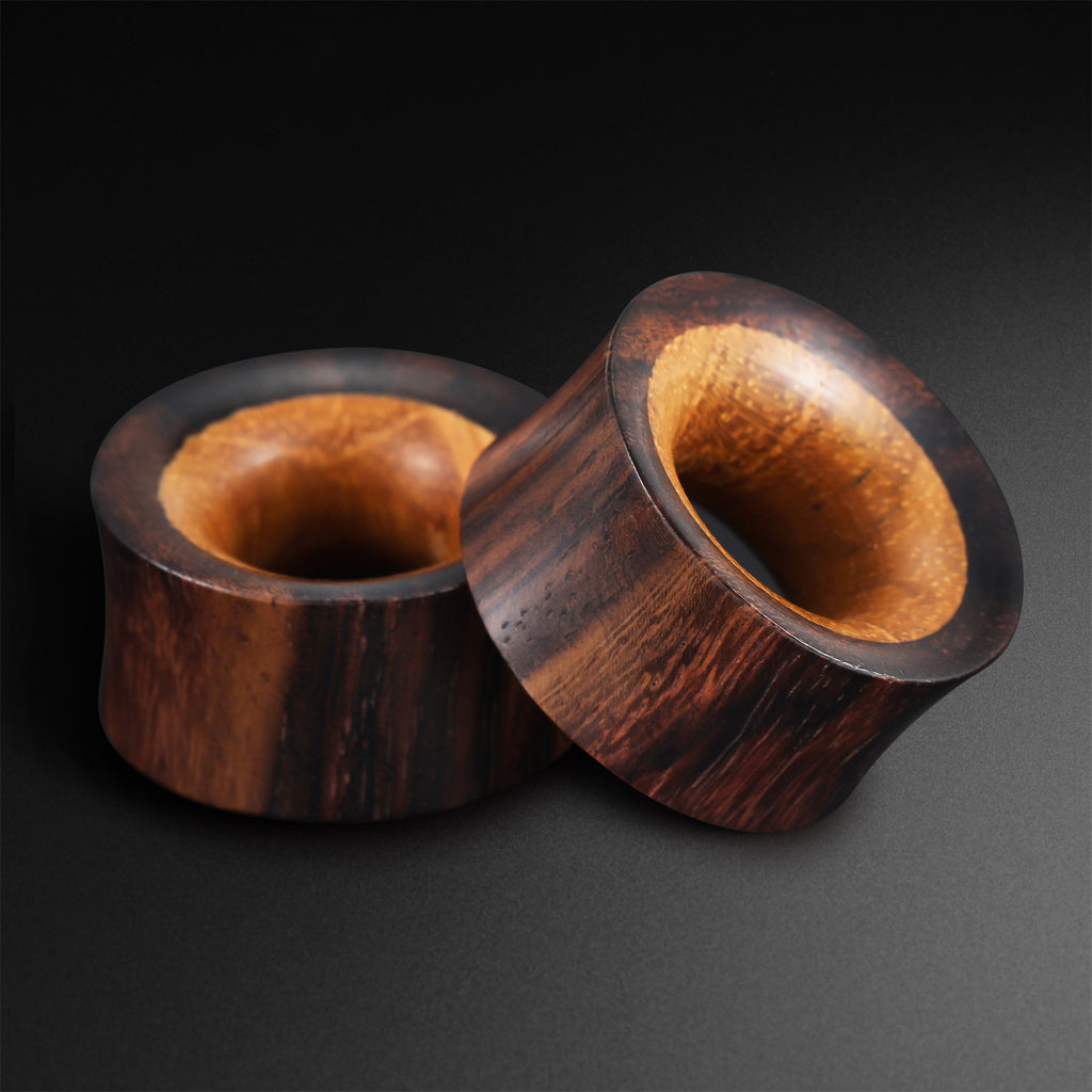 Sono Wood Double Flare Concave Tunnel with Olive Wood Inlay | SIBJ