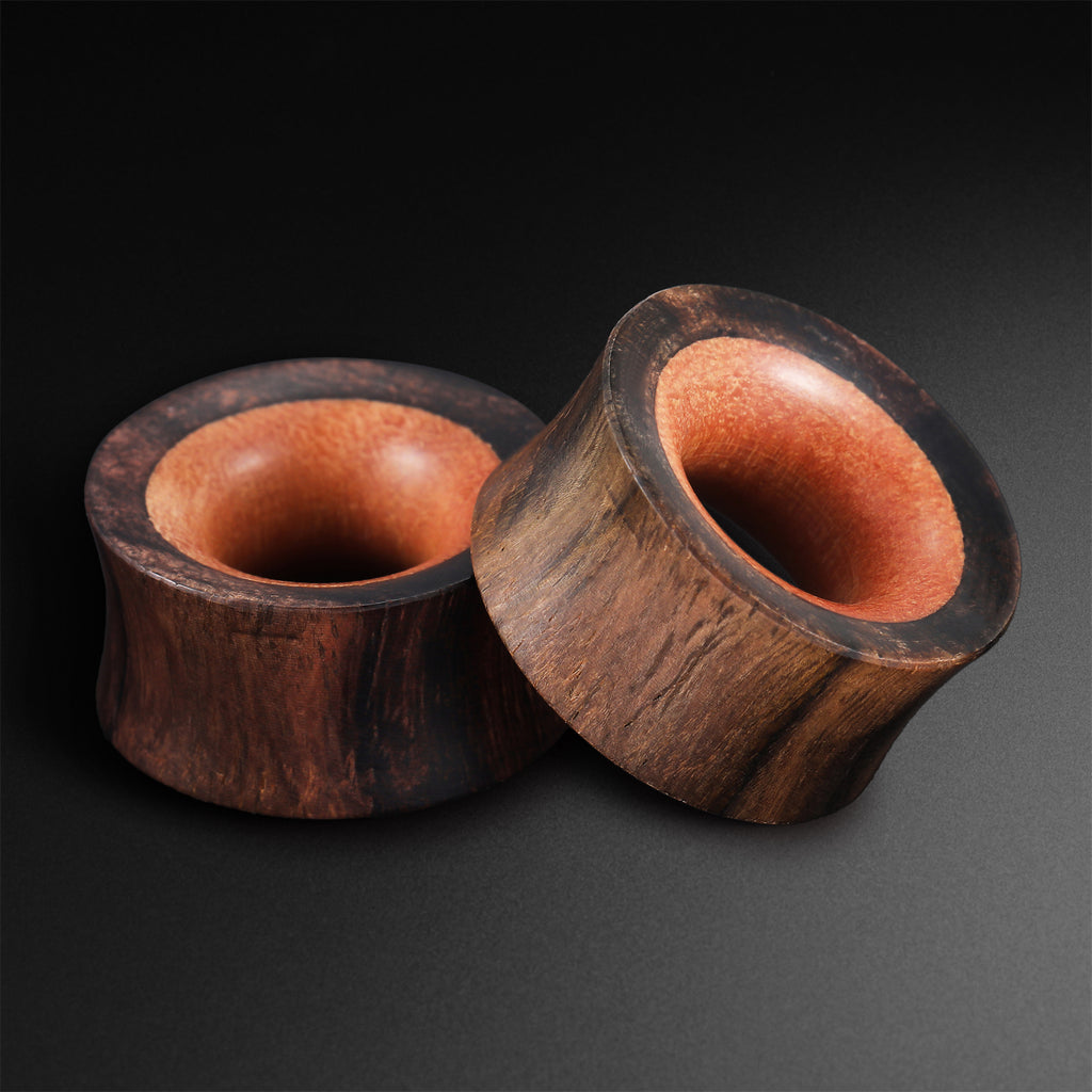 Sono Wood Double Flare Concave Tunnel with Saba Wood Inlay | SIBJ