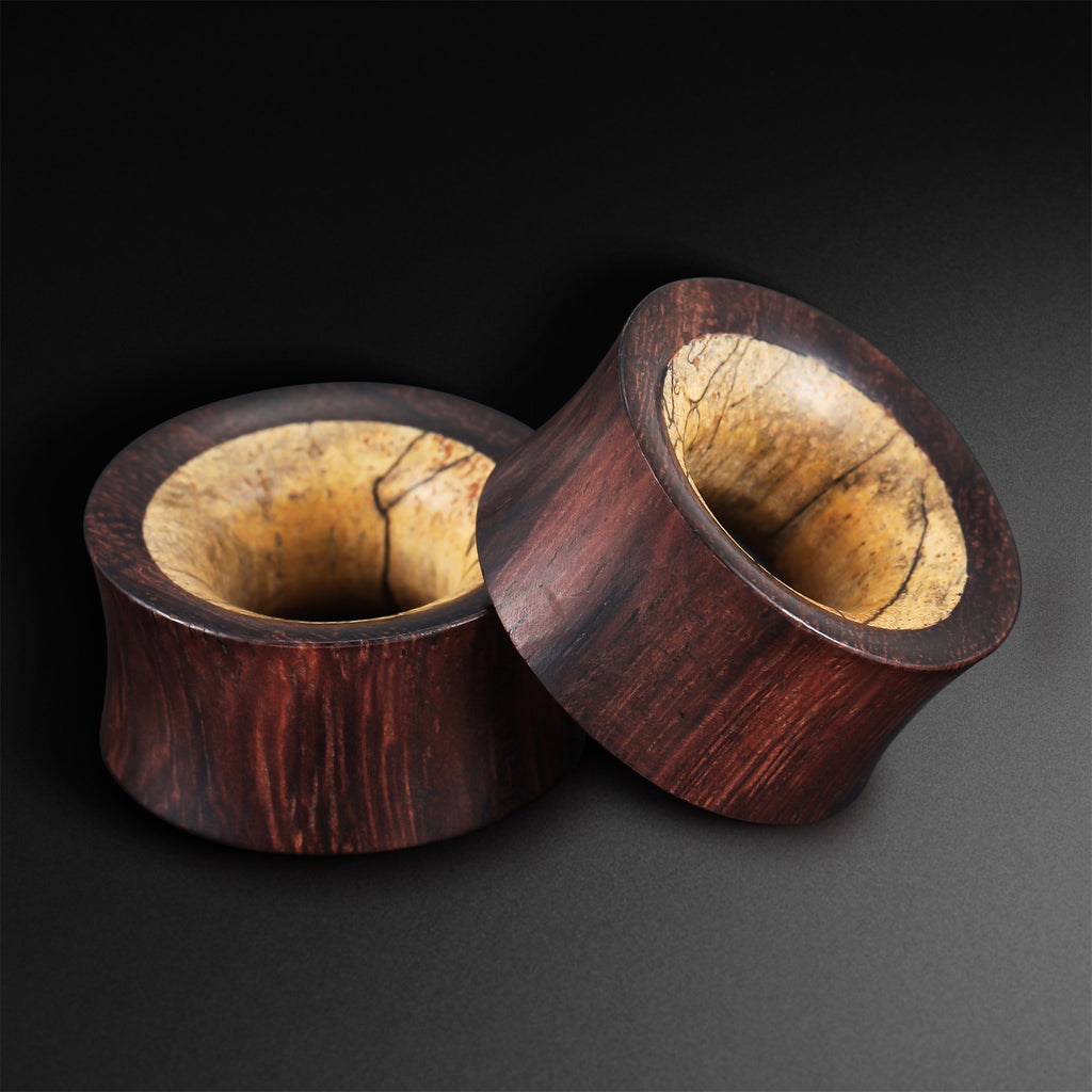 Sono Wood Double Flare Concave Tunnel with Tamarind Wood Inlay | SIBJ