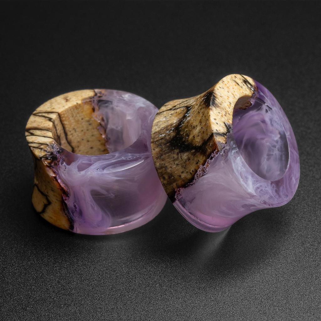 Tamarind Wood With Purple Epoxy Double Flare Tunnel | SIBJ – Stretch It ...