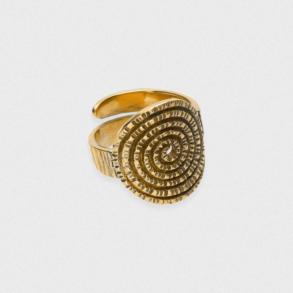 Textured Spiral Brass Ring