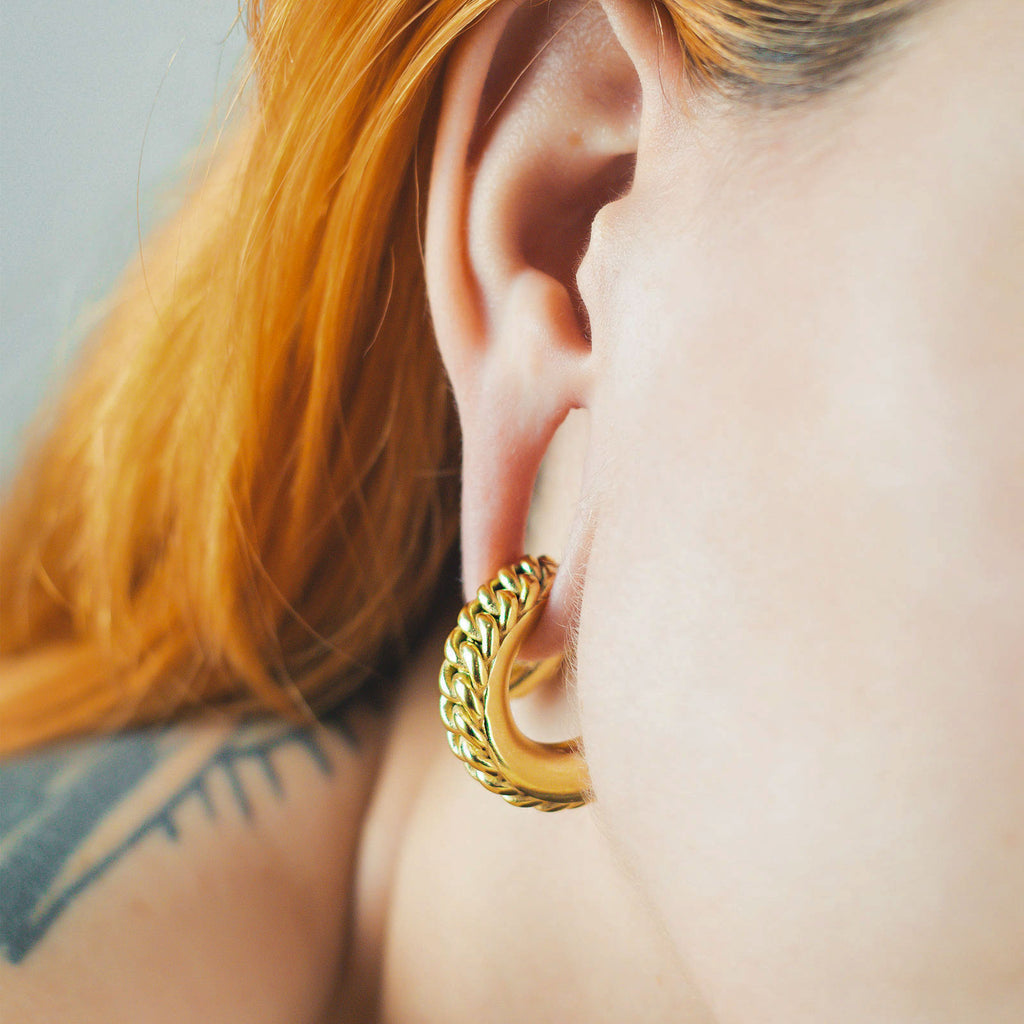 Twisted Chain Link Gold PVD Ear Weight | Ear Stretching Hangers | SIBJ ...