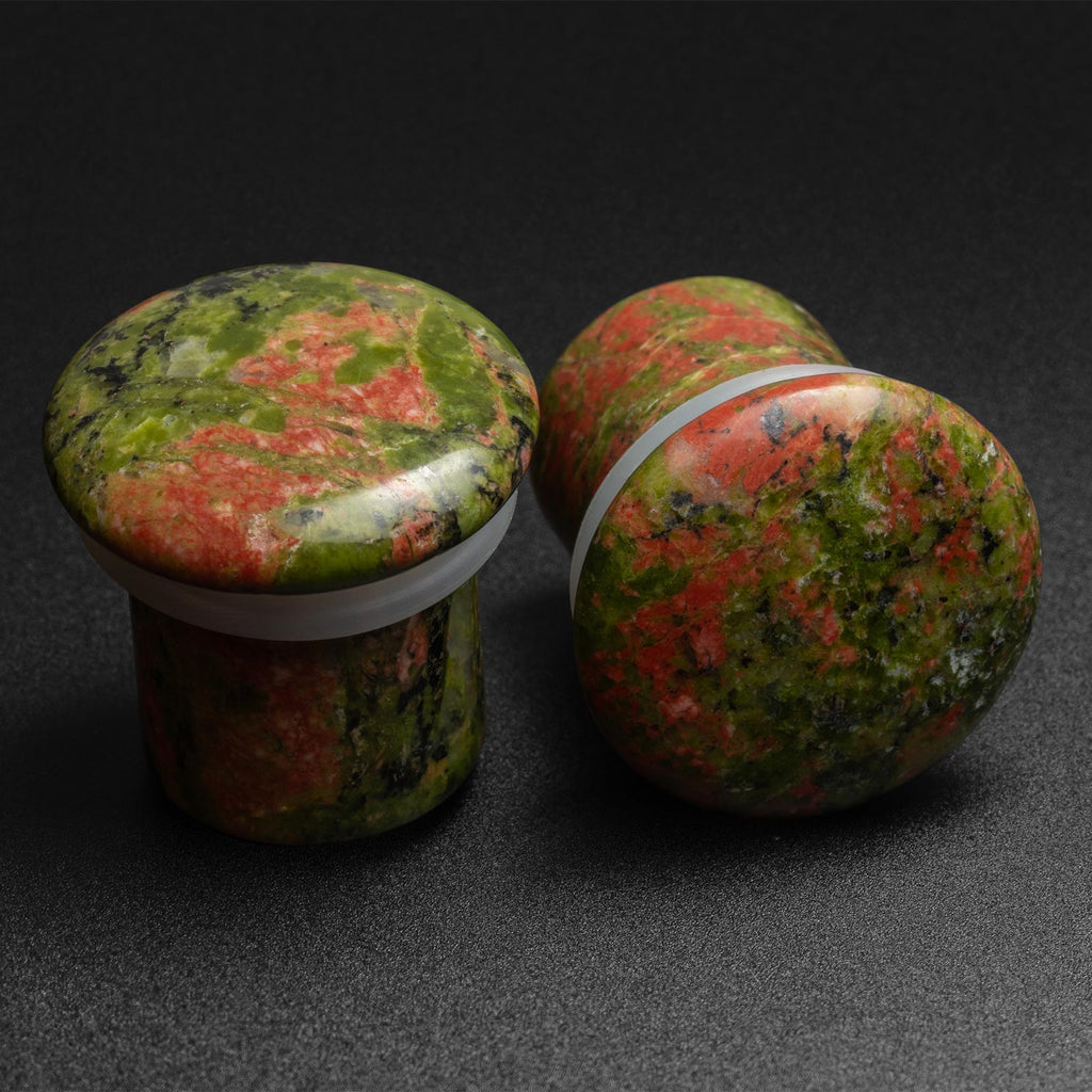 Unakite Single Flare Convex Stone Plug | Stone Gauges | SIBJ – Stretch ...