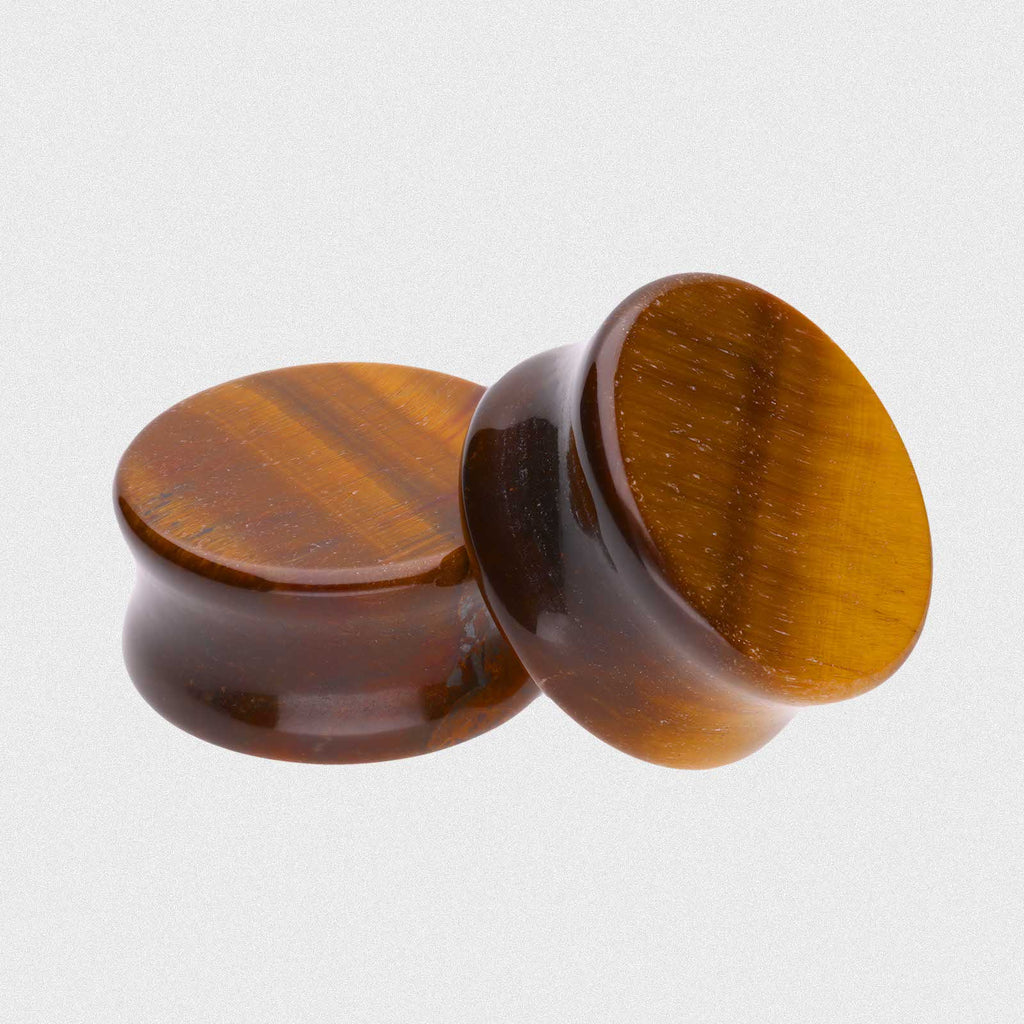 Yellow Tiger's Eye Double Flare Plug | Tiger's Eye Gauge | SIBJ