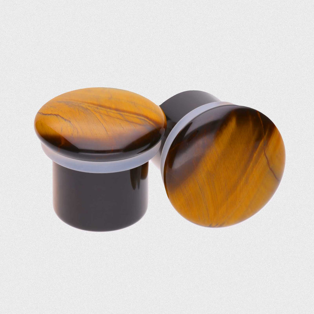 Yellow Tiger's Eye Single Flare Plugs | Tiger's Eye Plugs