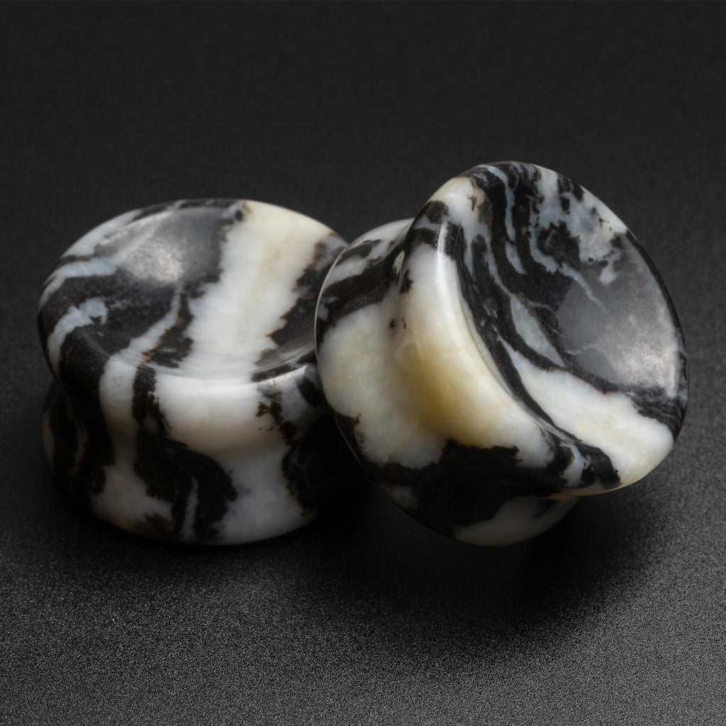 Zebra Jasper Double Flare Concave Stone Plug | Stone Plug | SIBJ