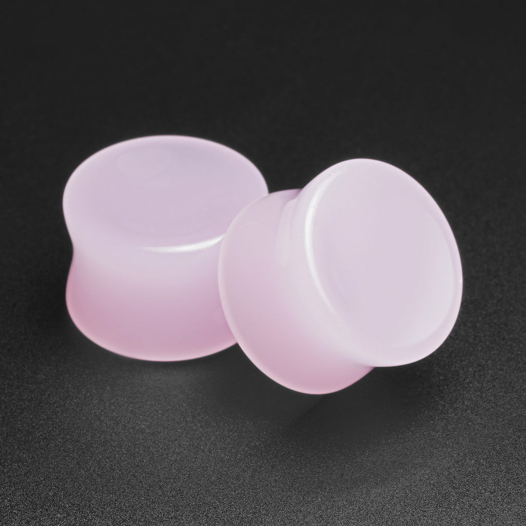 Cherry Blossom Pink Glass Double Flare Concave Plug | Stretcher | SIBJ