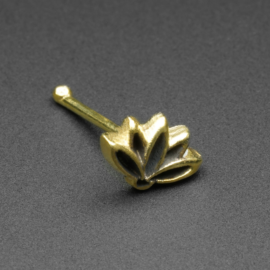 Lotus Flower Brass Nose Stud | Nose Bone | Piercing Jewellery SIBJ